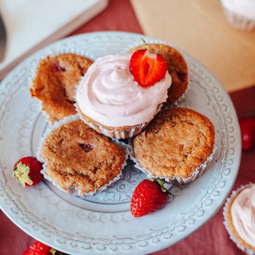 Cupcakes de morango (vegan)